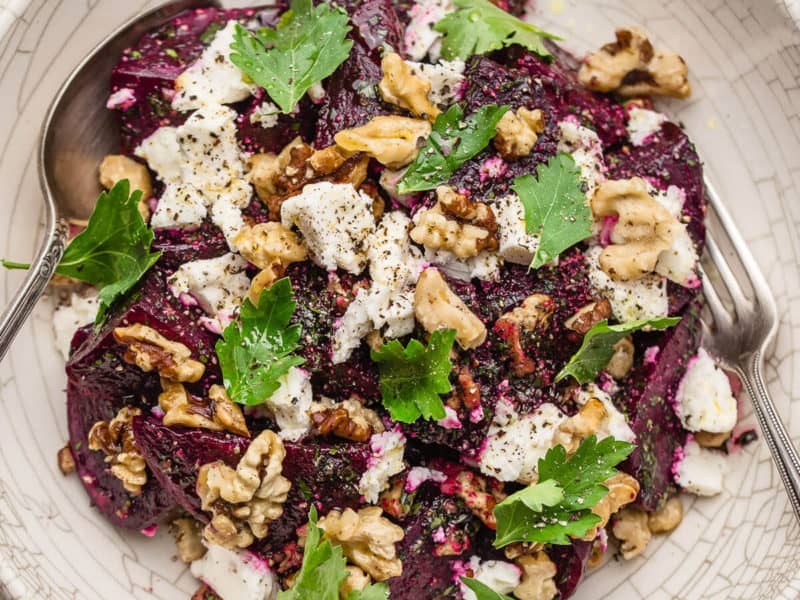 Best Beetroot And Feta Salad With Walnuts and Pomegranate Dressing